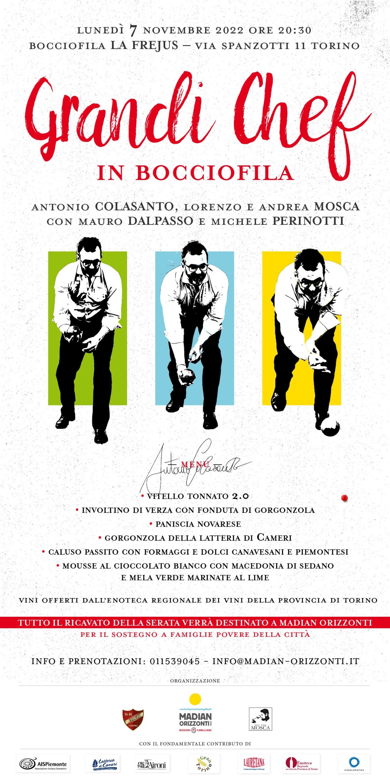 Cena in Bocciofila - 7 novembre 2022 | Madian Orizzonti Onlus